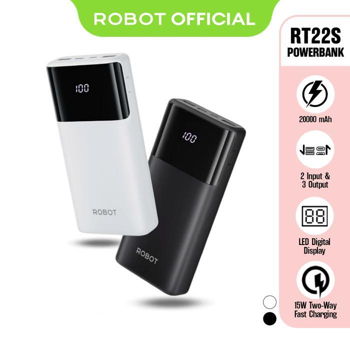 Jual ROBOT Smart Powerbank Fast Charging ROBOT RT22S 20000MAH 15W 3 ...
