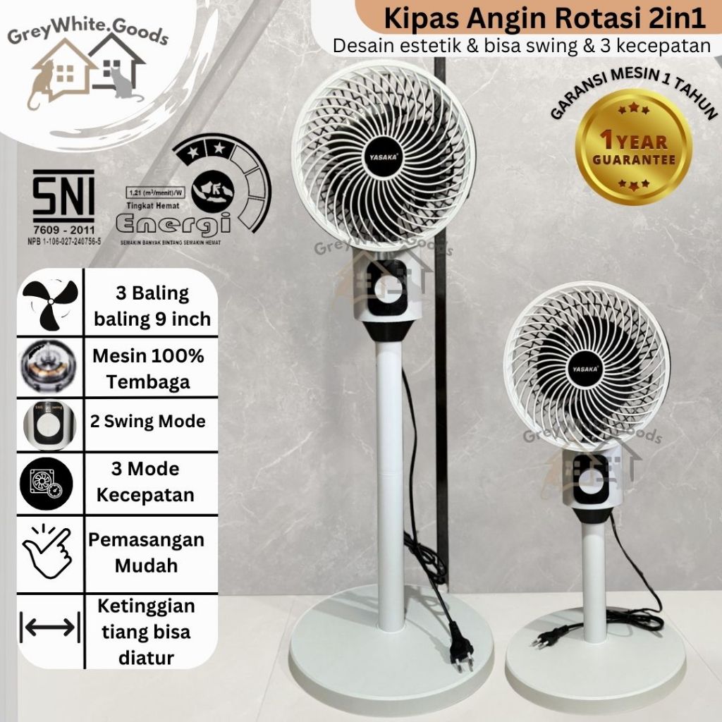 Jual Kipas Angin Berdiri 2in1 Estetik Rotation Fan Sirkulasi 9 inch ...