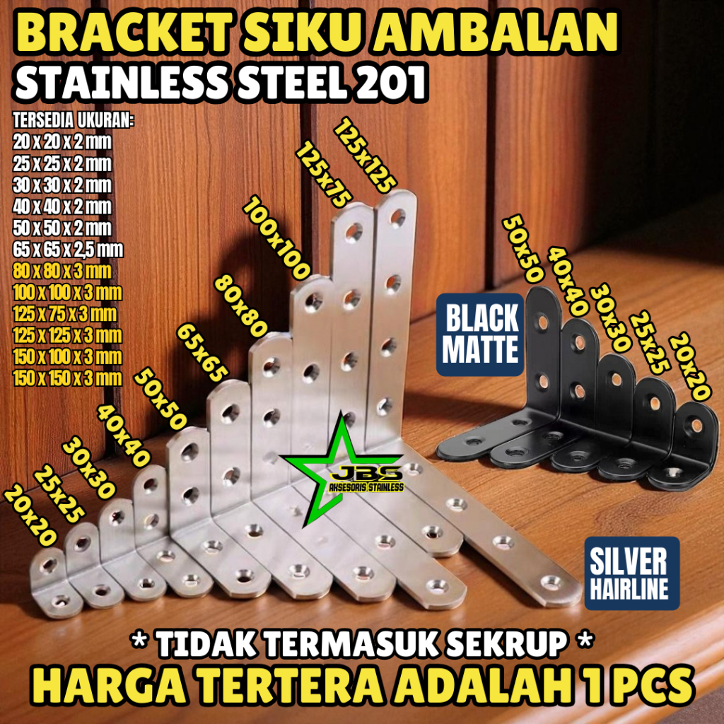 Jual BRACKET SIKU AMBALAN STAINLESS 20MM - 65MM TEBAL PLAT 2MM ...