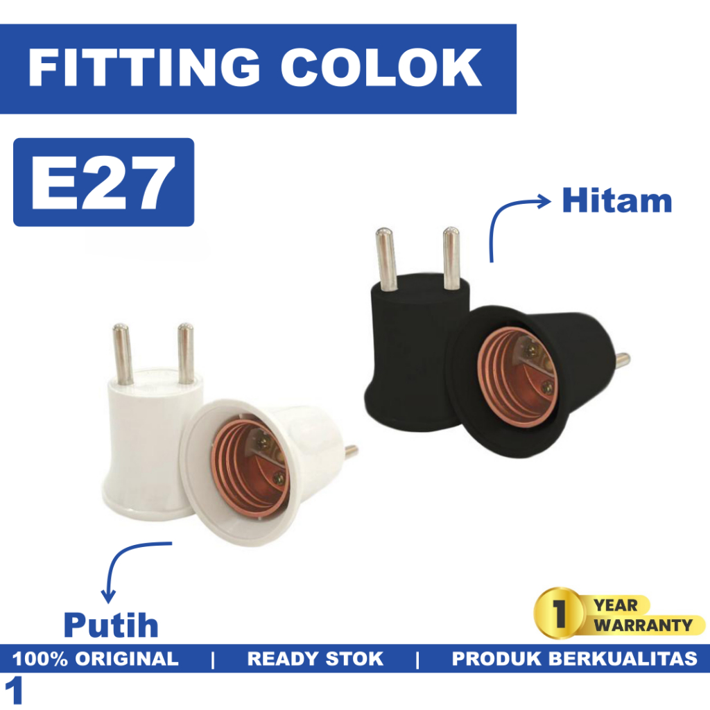 Jual Fitting Colok Dutron E27 SNI Fiting Lampu Tidur Colok Hitam Putih ...