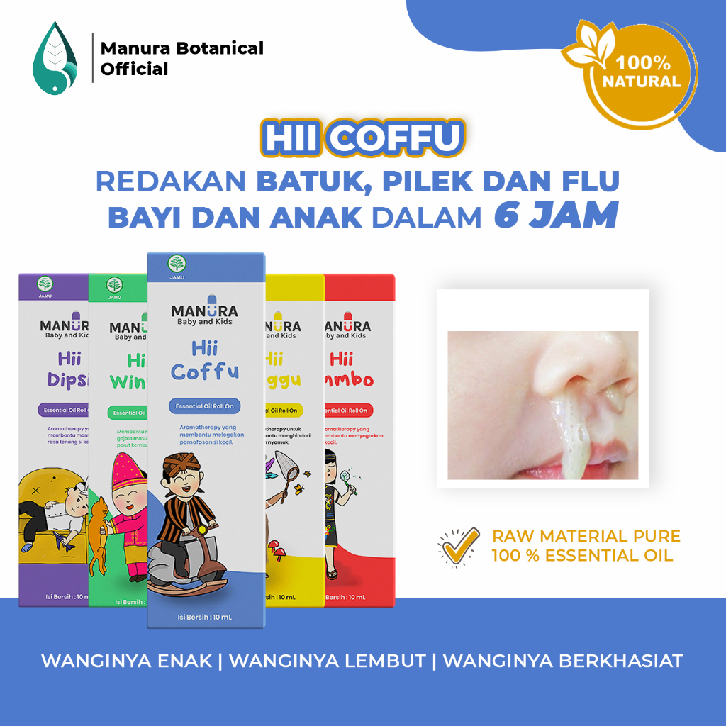 Jual MANURA Baby Kids Hii Coffu Cough & Flu Herbal Oil 10ml Batuk Pilek Flu, Bayi 0 Bulan hingga ...