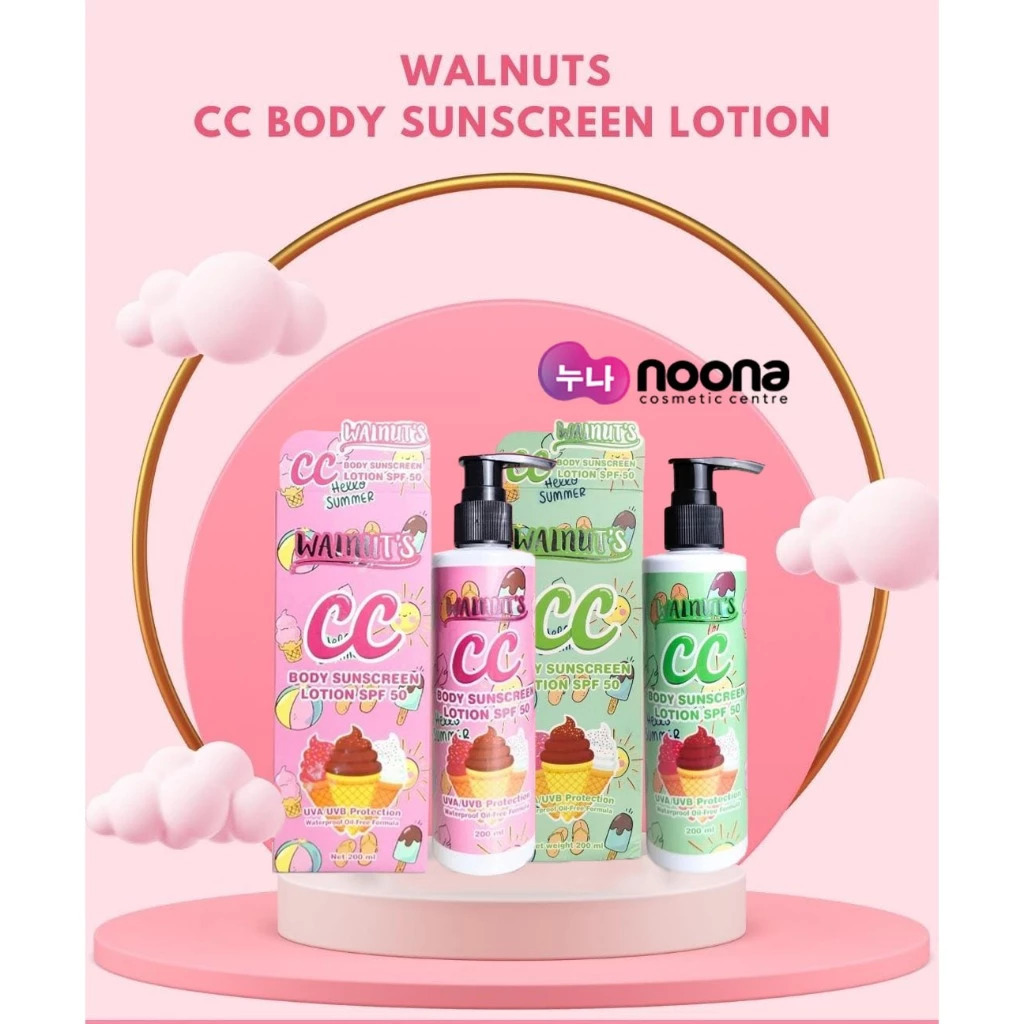 Jual WALNUT'S CC BODY SUNSCREEN LOTION TONE UP SPF 50 200ml BPOM ...