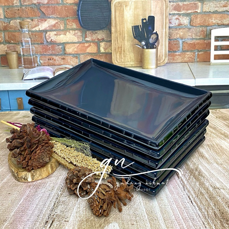 Jual 12pcs- Piring Saji Melamin SingaSingi Persegi Panjang (21 x 14 cm ...