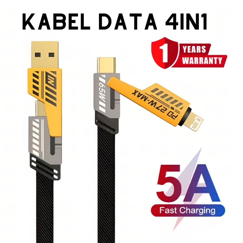 Jual Kabel Data 4 in 1 Fast Charging HP Kabel Casan 4in1 Tipe C USB iOS ...