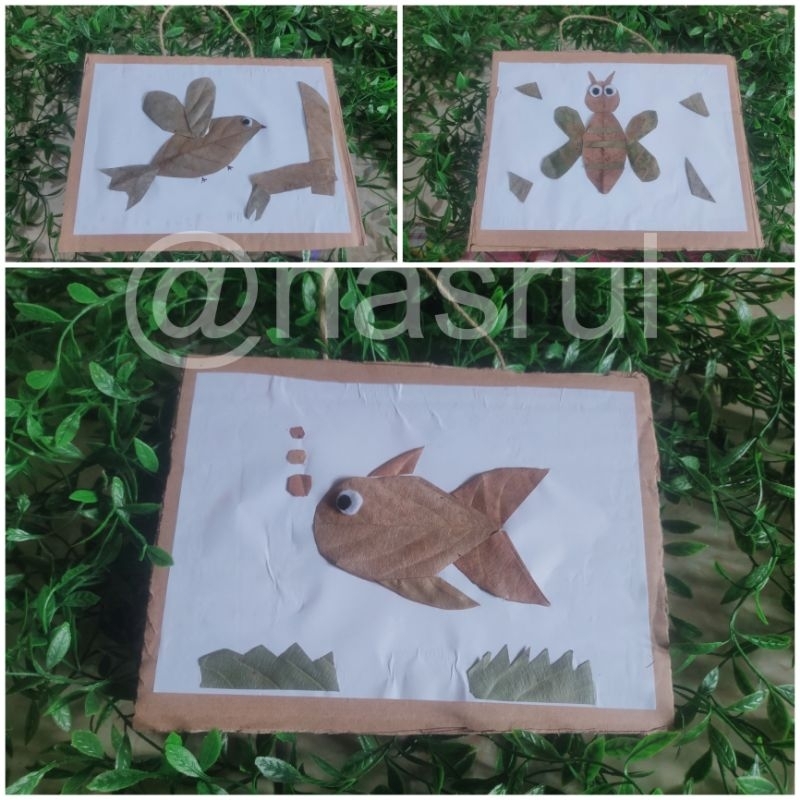 Jual kolase dari daun kering kolase hewan bingkai untuk prakarya tugas ...