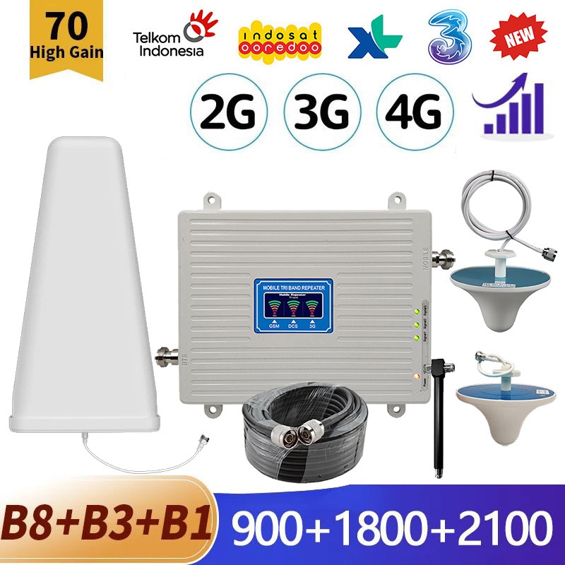 Jual FullSet LTE GSM2G 3G 4G Cell Phone Booster 3 Band Pengulang Sinyal HP EDC 4G Modem Sinyal ...