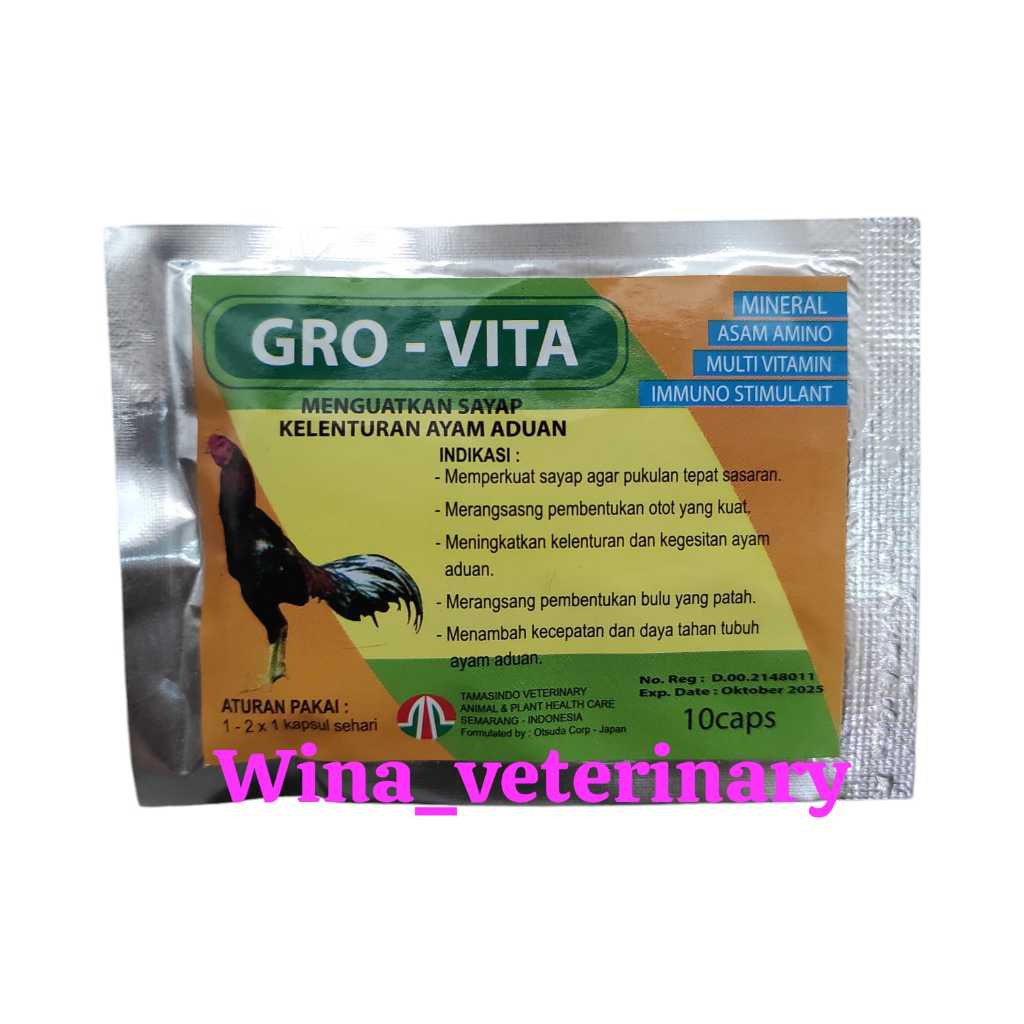 Jual GRO-VITA grovita Menguatkan Sayap dan Kelenturan Ayam Aduan ...