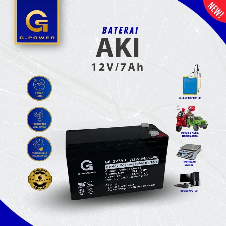 Jual Baterai Aki G-POWER 12v 7a Ups Rechargeable Mobil Mainan Anak ...