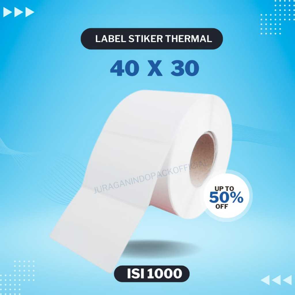 Jual Label Sticker Thermal 40x30 1 Line isi 1000 Stiker Barcode 40x30 ...