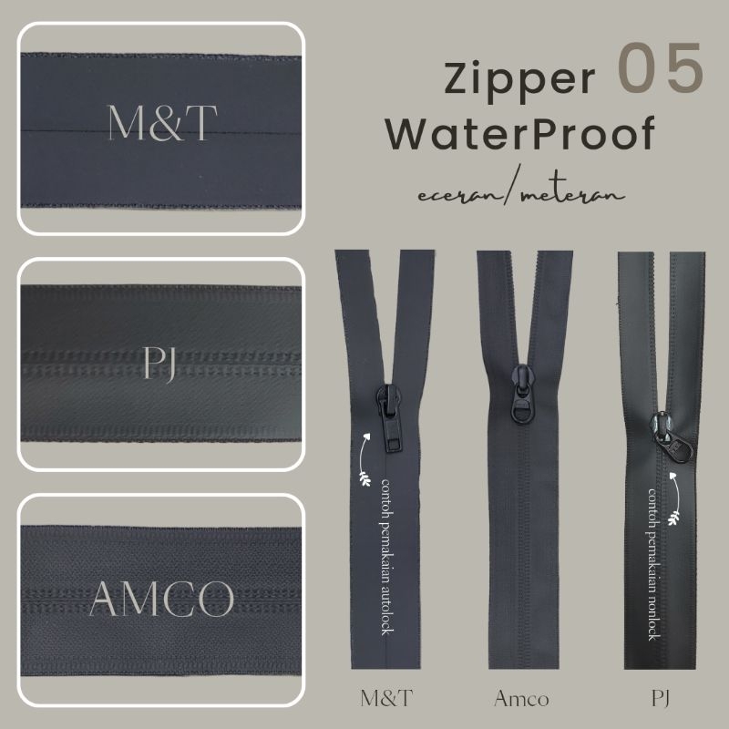 Jual Ritsleting 05 Coil Waterproof / Sleting Waterproof / Sleting Anti ...