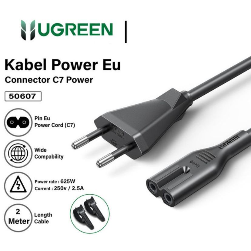 Jual UGREEN Kabel Power Printer C7 Connector Angka 8 Cord 2 Lubang EU ...