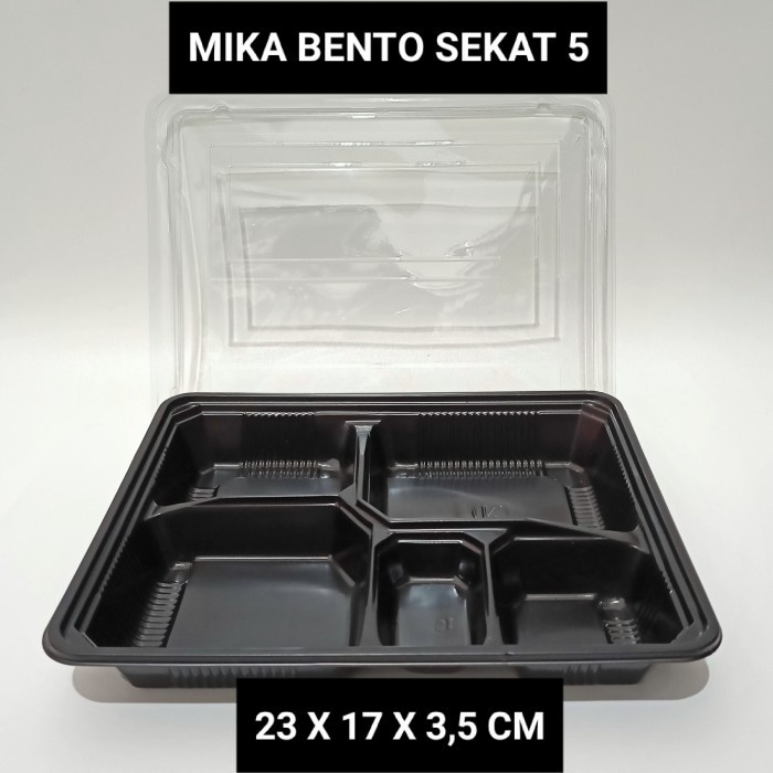 Jual Mika Bento Sekat 5 JUMBO / Kotak Nasi Bento Hitam / Lunch Box | Shopee Indonesia