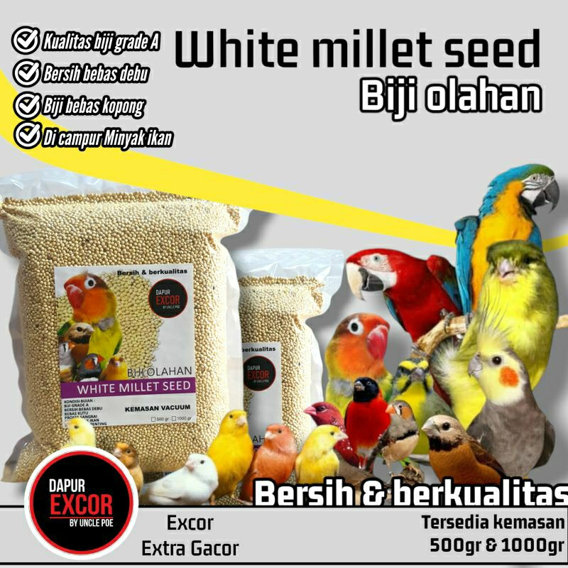 Jual millet putih sangrai plus minyak ikan pakan burung kenari lovebird ...