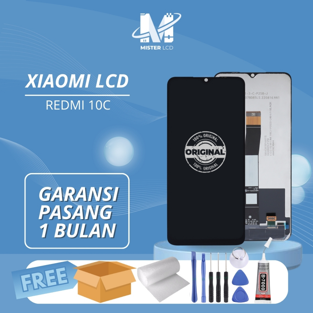Jual LCD XIAOMI REDMI 10C FULLSET ORIGINAL FREE LEM + OPENING SET ...