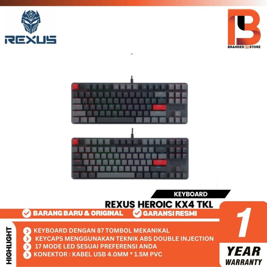 Jual REXUS HEROIC KX4 TKL Mechanical Gaming Keyboard | Shopee Indonesia