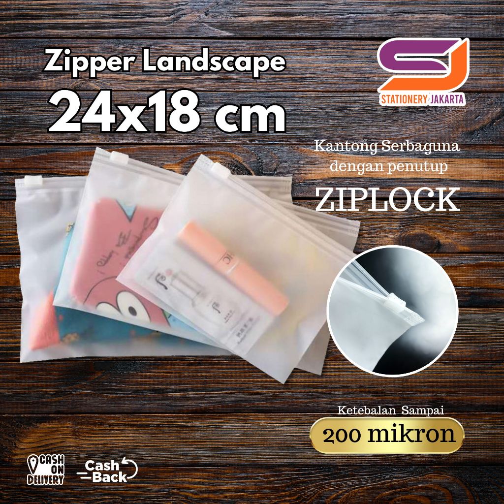 Jual Zipper Bag Landscape Transparan Doff Organizer Bag Pouch Plastik ...
