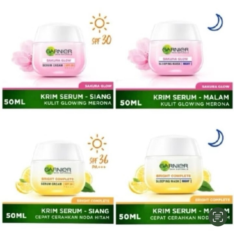 Jual Garnier Bright Complete / Sakura Glow Cream Muka - 50ml | Shopee ...