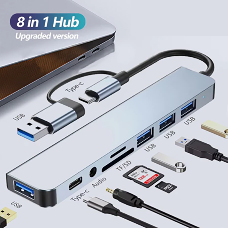 Jual Adapter Konverter Usb Tipe C Ke Usb 3.0 USB HUB 8 in 1 with audio ...