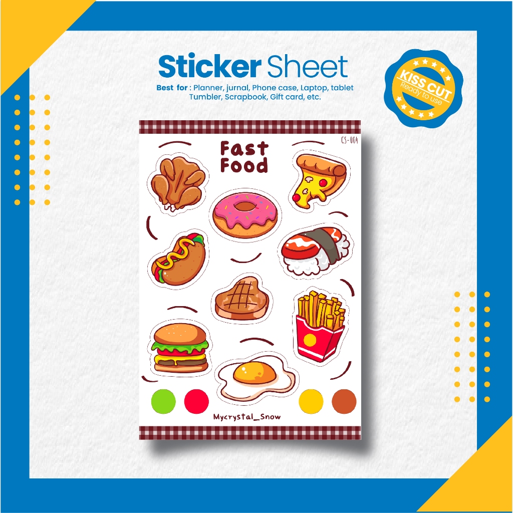 Jual Stiker Lucu Makanan / Fast Food Sticker Sheet [CS-004] | Shopee ...