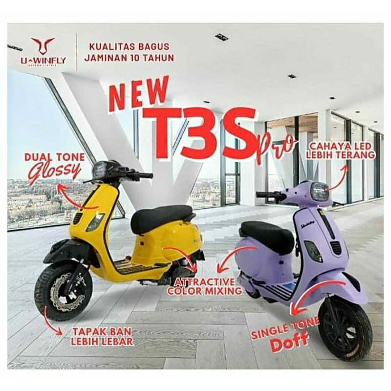 Jual Uwinfly Sepeda Motor Listrik T3s Pro 1200 Watt Garansi Resmi | Shopee Indonesia
