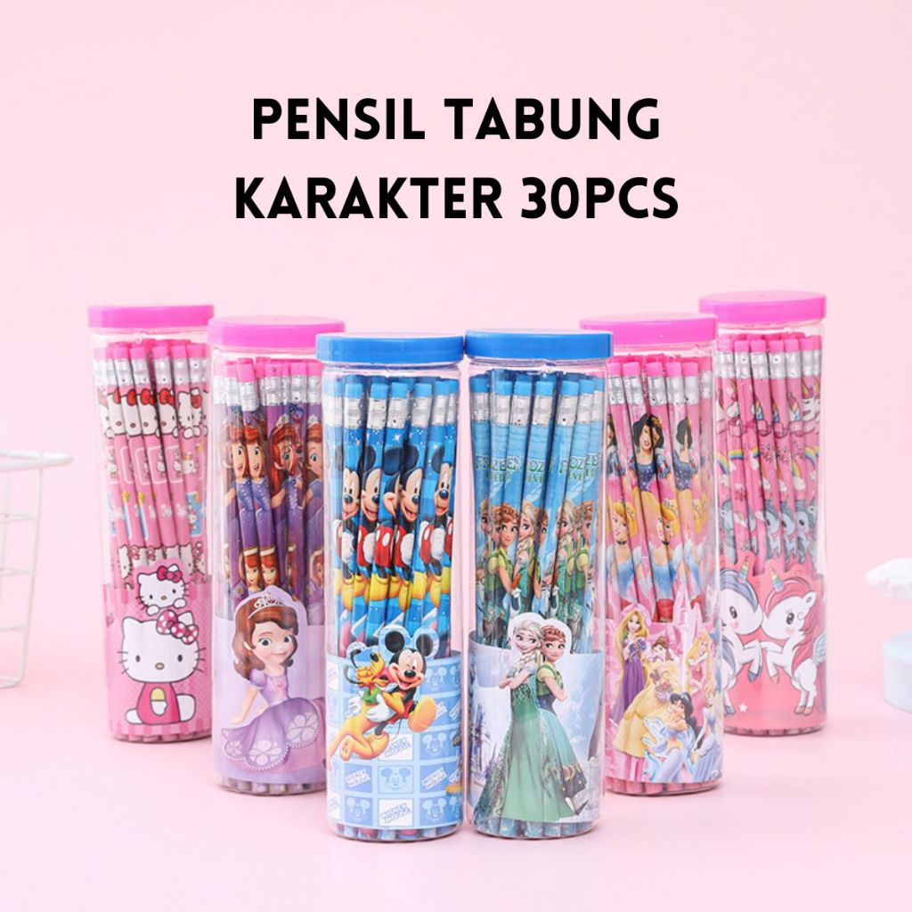 Jual Pensil Tabung Karakter 30pcs / Pensil HB Fancy Karakter Lucu Isi ...