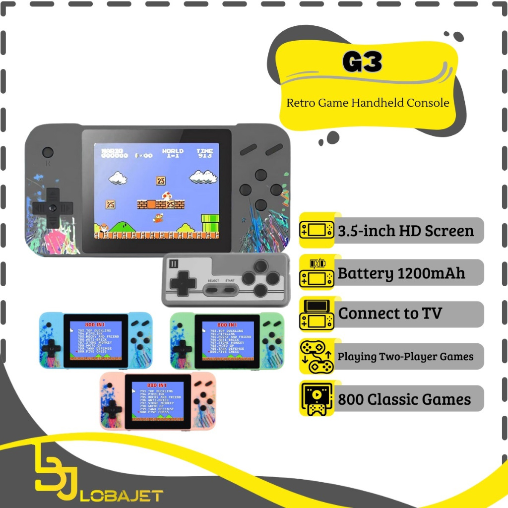 Jual G3 - Retro Game Handheld Console 3.5 inch - 800 Games in 1 - Game ...
