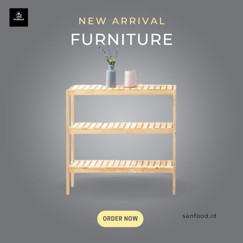 Jual SanWood Rak Susun Serbaguna 3 Tingkat Ukuran 80x25x75 Rak Sepatu ...