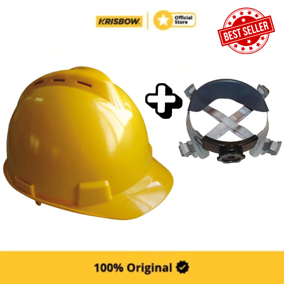Jual Helm Safety Krisbow Vented Kuning Original - Safety Helmet Fron ...