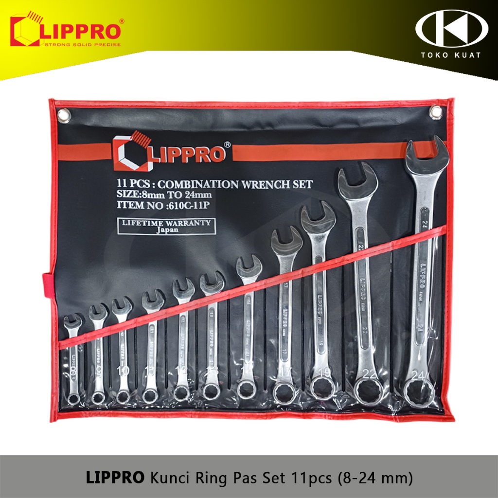 Jual Kunci Ring Pas 11pcs 8-24mm LIPPRO Combination Wrench Set 610C-11P ...