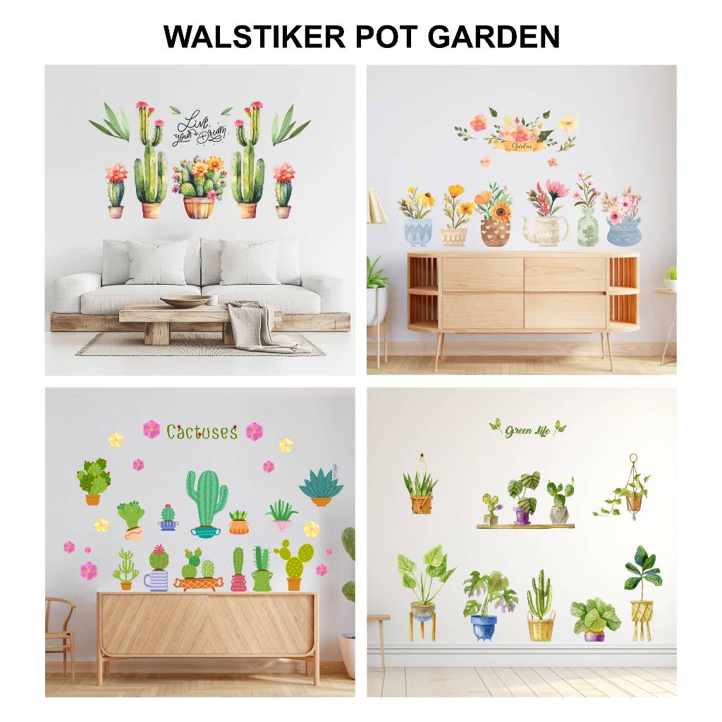 Jual Semesta Wall Sticker Tanaman Pot Garden Stiker Dinding Wallsticker ...