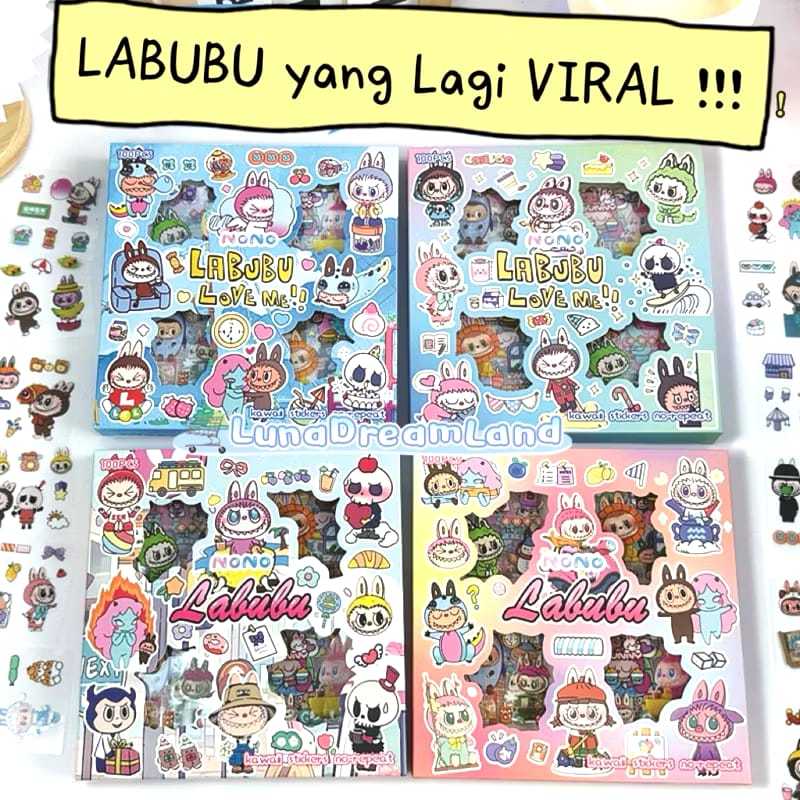 Jual STIKER LABUBU viral Aesthetic Sticker Box Karakter Anak Korea 100 ...