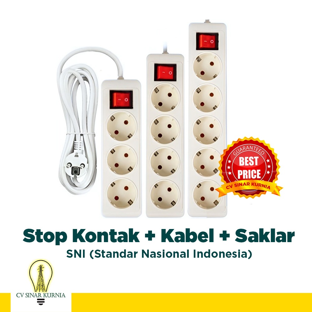 Jual STOP KONTAK + SAKLAR + KABEL 2,3,4,5,6 LUBANG 1.5/3/5 METER SNI ...
