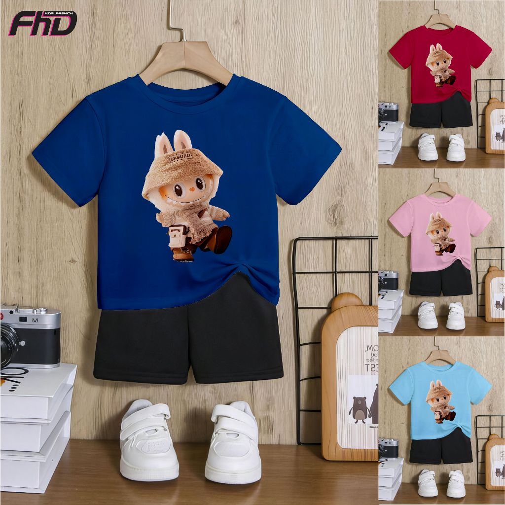 Jual FHD-Setelan Celana Pendek Anak Bayi Motif SKATER LABUBU (SNI ...
