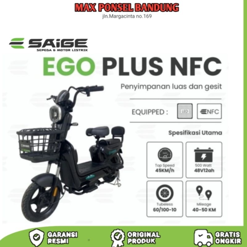 Jual Sepeda Listrik SAIGE EGO PLUS NFC 500 Watt Electric E Bike Garansi ...