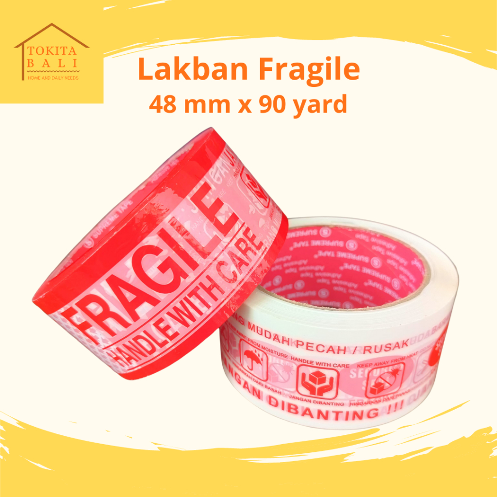 Jual Lakban Fragile Putih 48 mm x 90 yard | Shopee Indonesia
