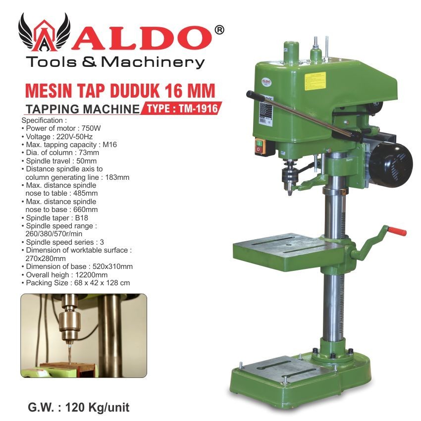 Jual MESIN TAP DUDUK 16 MM TM-1916 / MESIN BOR TAP DUDUK / TAPPING ...