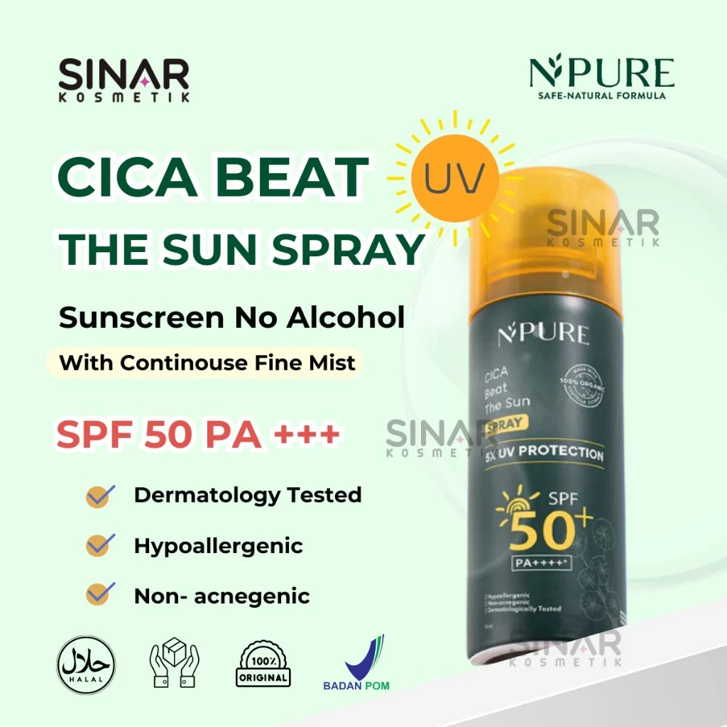 Jual NPURE Cica Beat The Sun SPRAY 5X UV PROTECTION SUNSCREEN SPF 50+ PA++++ 50ml | Shopee Indonesia