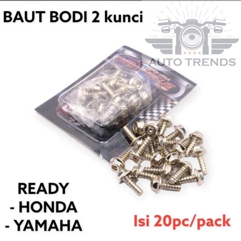 Jual BAUT BODY MOTOR CHROME STAINLESS THAILAND PAKET ISI 20 PCS ...