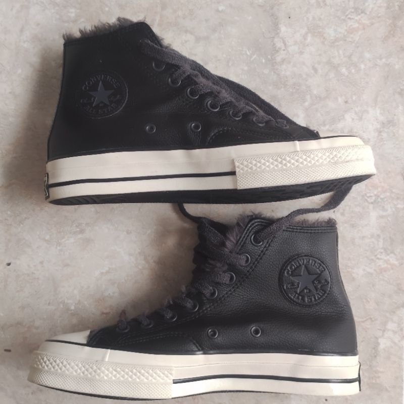 Jual Converse Cozy Club Chuck 70 Hi Leather Black White | Shopee Indonesia