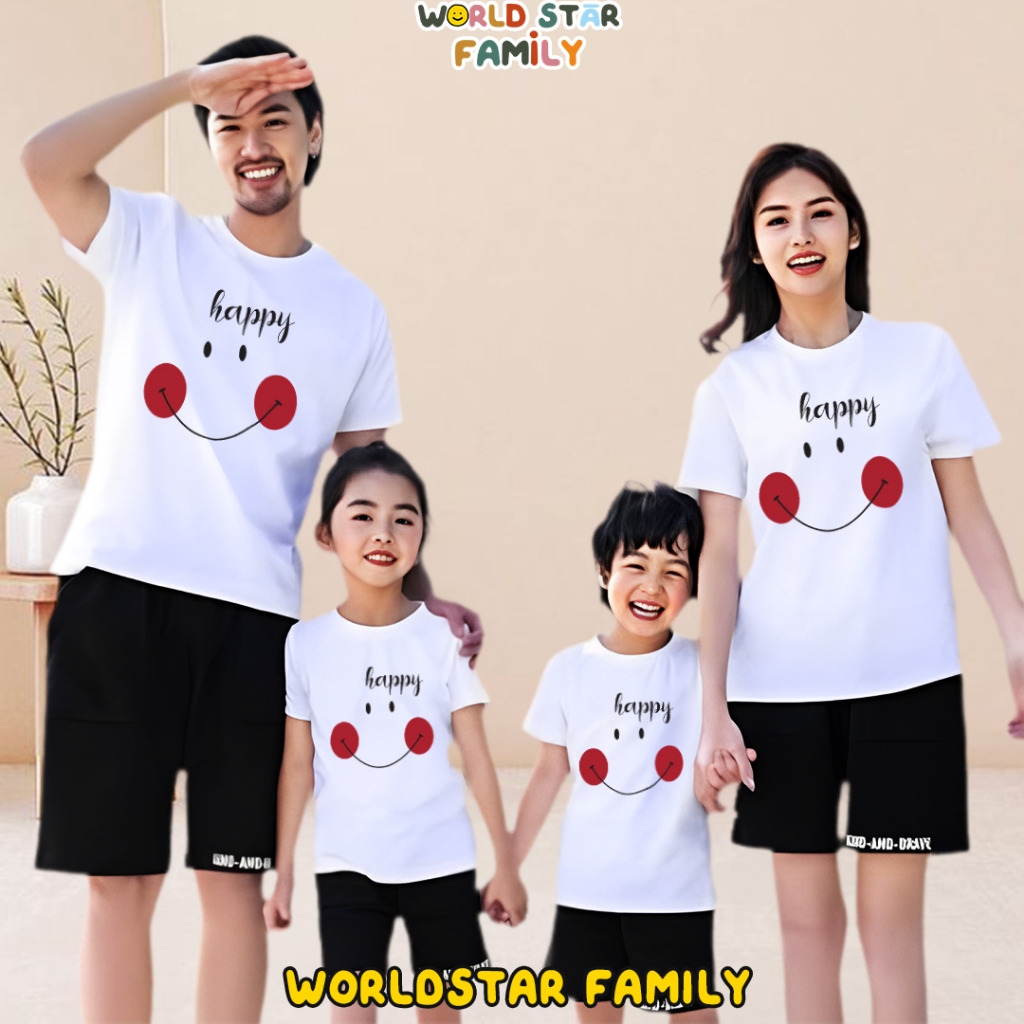 Jual WSF Kaos Couple Keluarga HAPPY SMILE Kaos Couple Keluarga Lucu ...