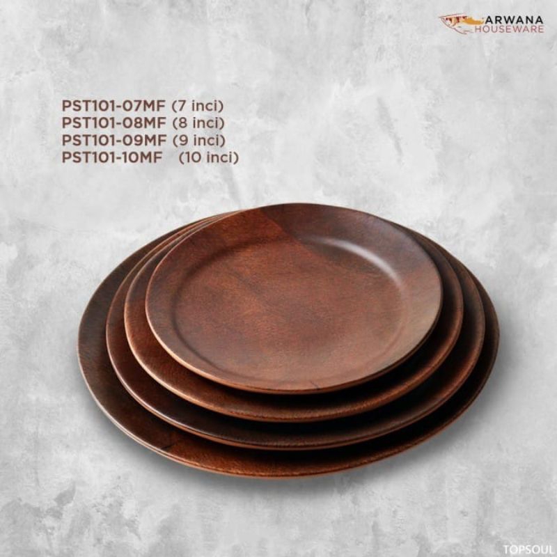 Jual piring bulat model kayu 8 inch melamin golden dragon PST101-08 MF ...