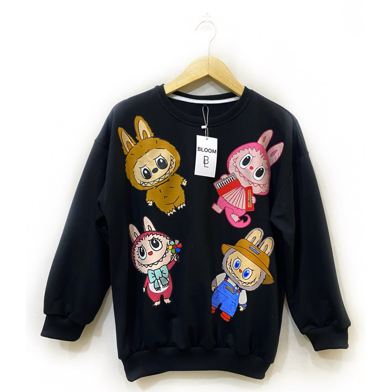 Jual Sweater labubu time to chill warna hitam bahan baby terry premium ...