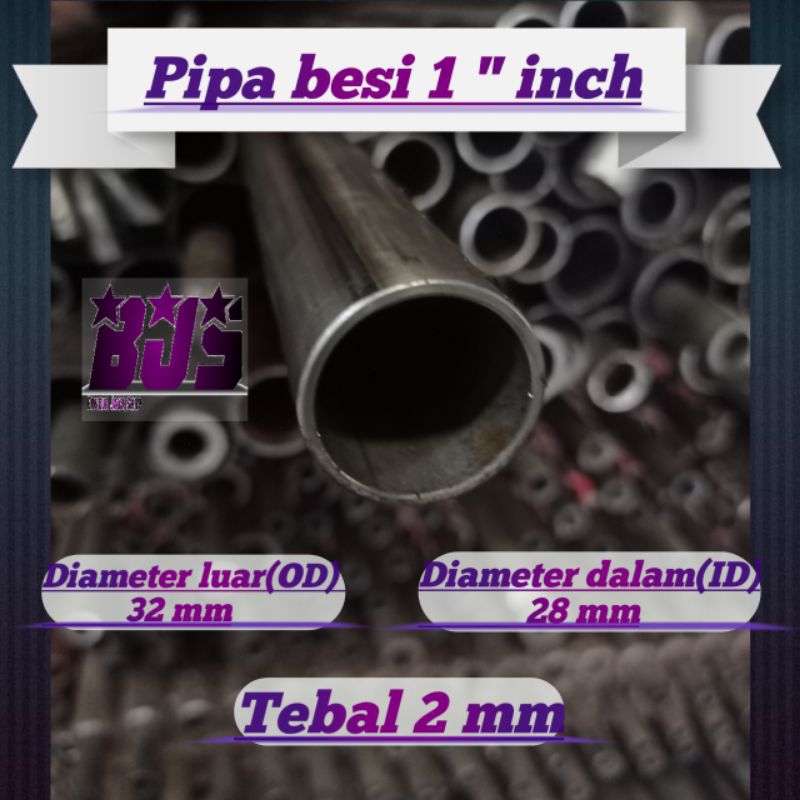 Jual Pipa besi 1" inch Diameter luar(OD) 32 mm Diameter dalam(ID) 28 mm ...