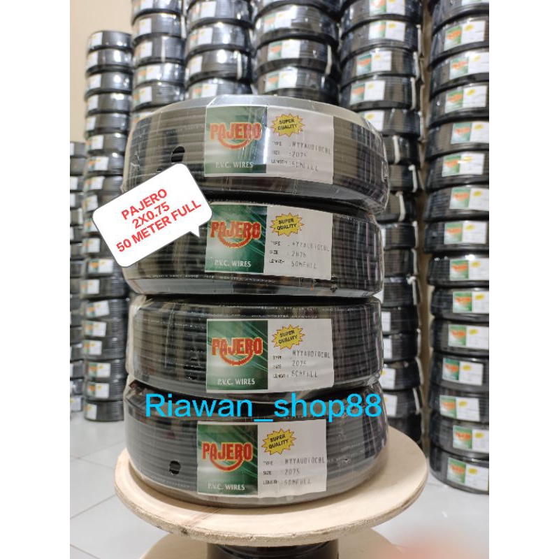 Jual Kabel listrik dan audio PAJERO 2X0.75 ( 50 METER FULL ) isi 2 serabut teball ,warna hitam ...