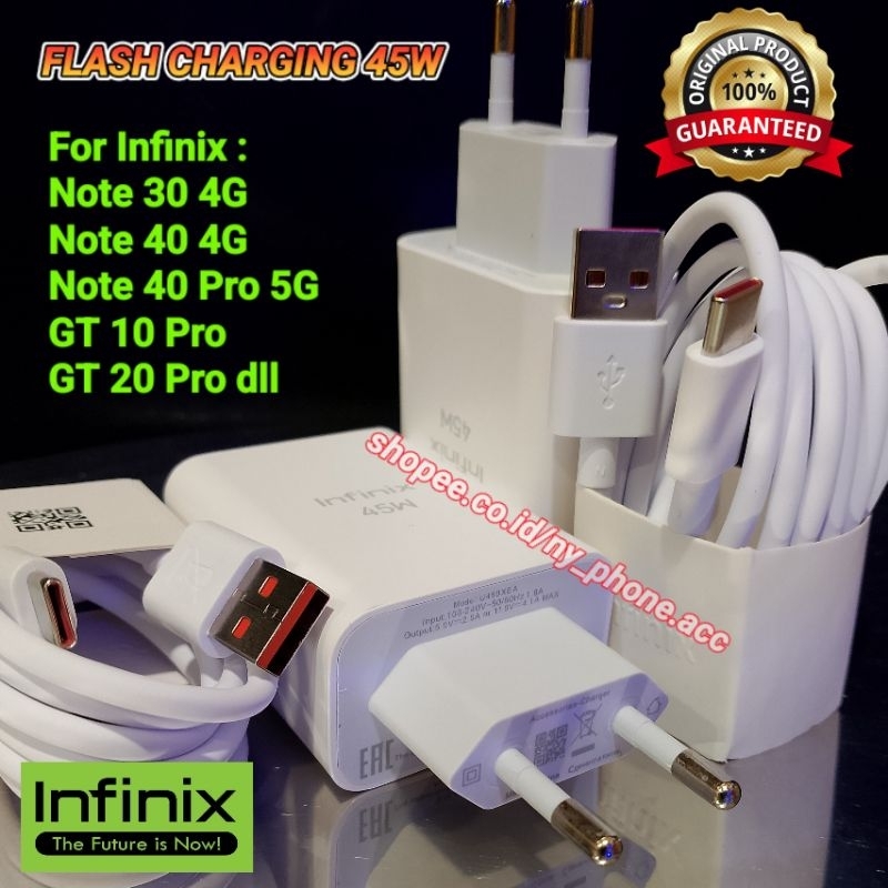Jual INFINIX 45W Original CHARGER Type-C Super Charge GT 10 Pro/ 20 Pro ...