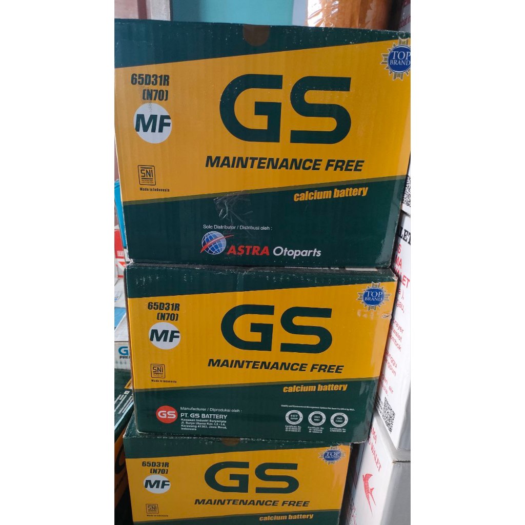 Jual AKI MOBIL GS ASTRA N70 65D31R MF 12V 70 AH ACCU KERING SIAP PAKAI | Shopee Indonesia