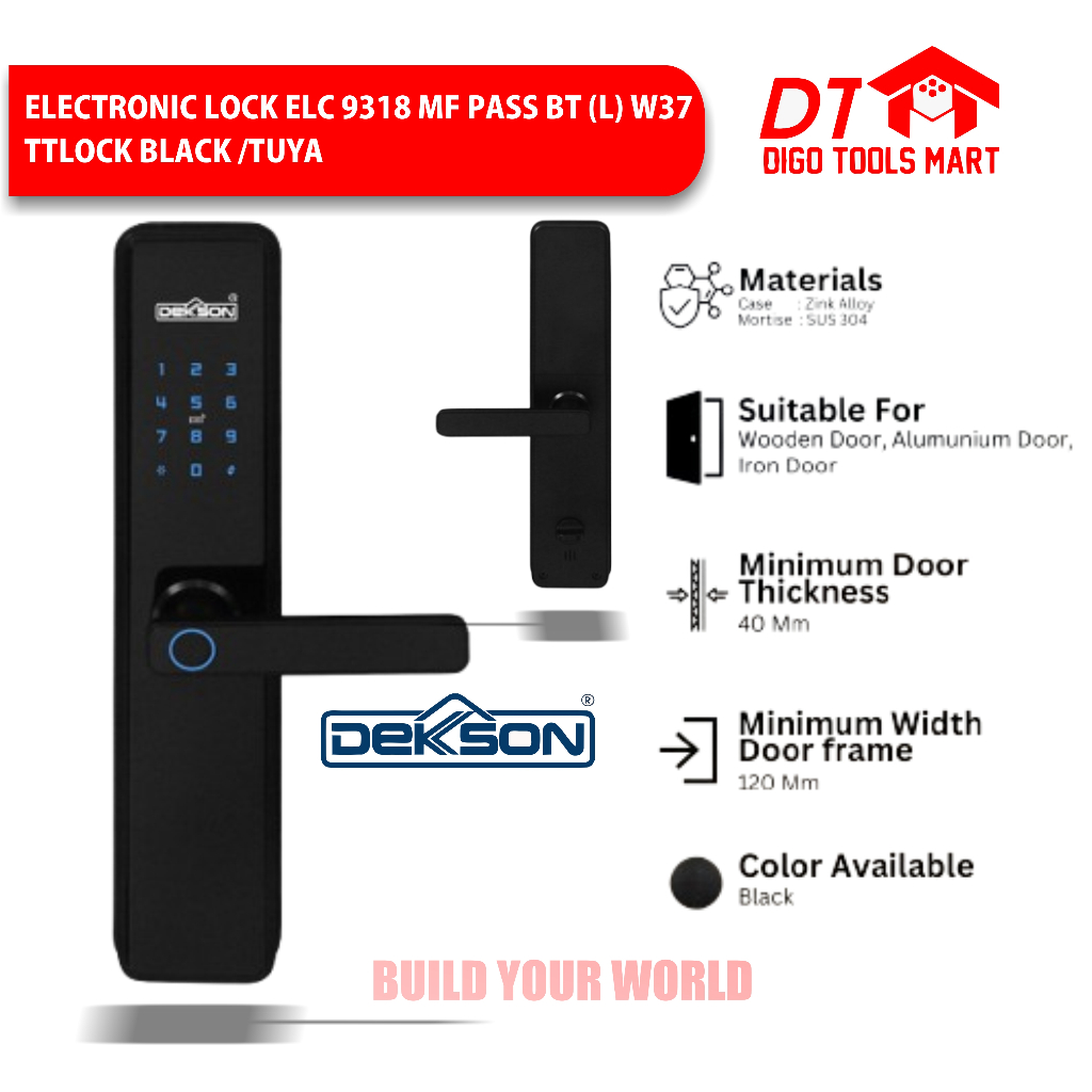 Jual Smart Modern Electronic Lock DEKKSON ELC MF PASS W37 TT Lock Black ...