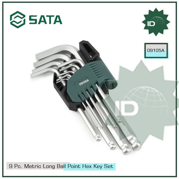Jual Kunci L Hex Metric Set 9Pc 09105A Long Arm Ball Point L-Key SATA ...