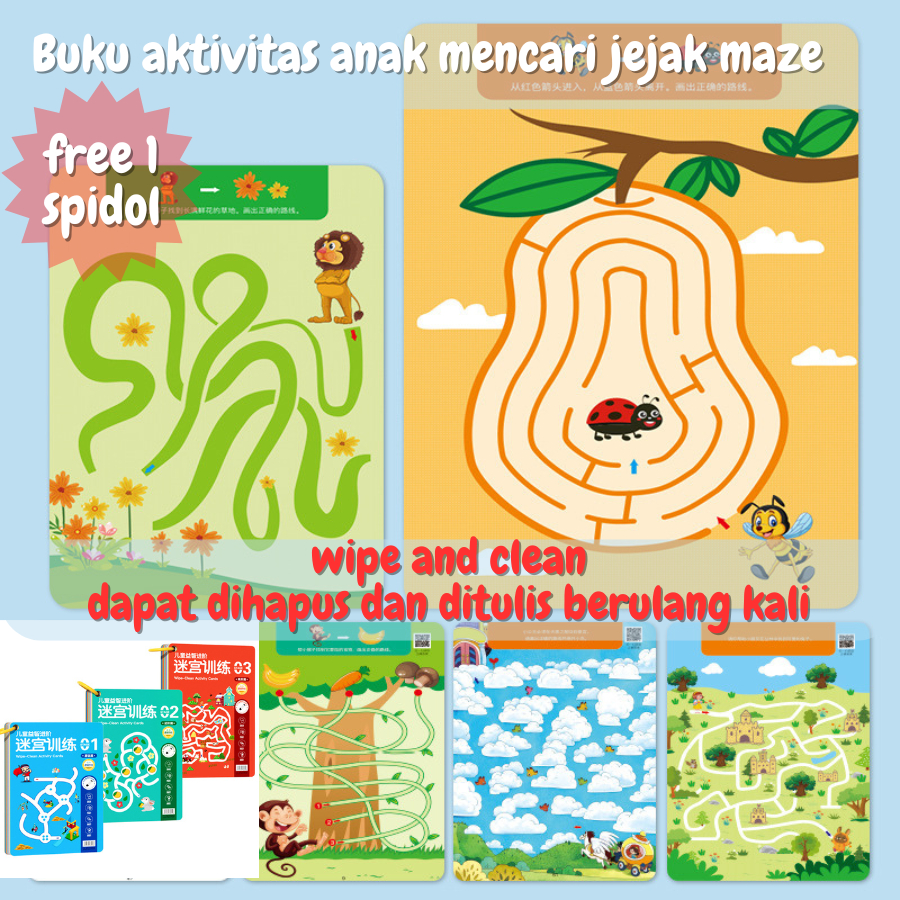 Jual Buku Aktivitas Anak Bermain Maze Labirin Wipe And Clean Dapat Di ...