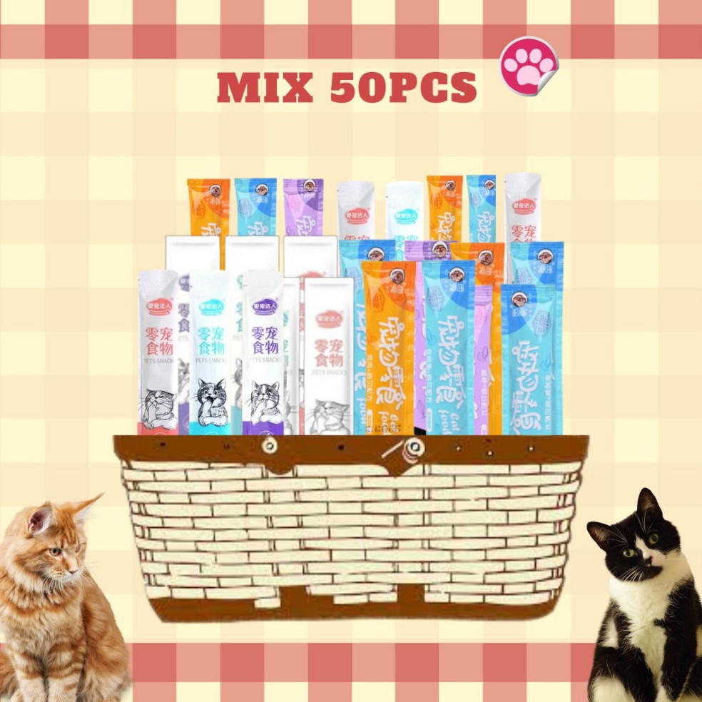 Jual Best Order Snack Kucing Mix isi 5 pcs Strip Kucing Kecil Cemilan ...